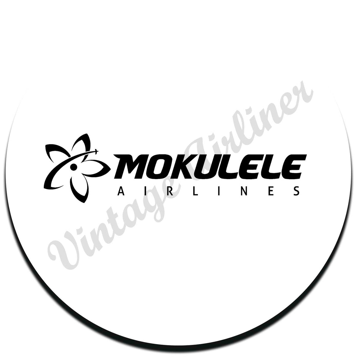 Mokulele Airlines long logo in black round coaster – Mokulele Store
