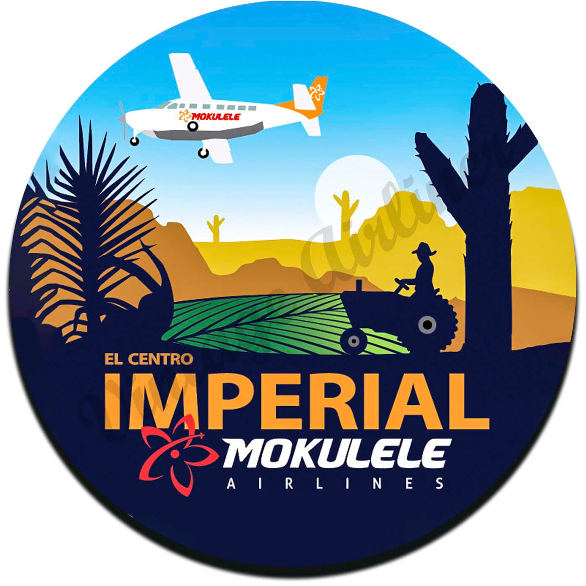 Mokulele Airlines Imperial illustration round coaster – Mokulele Store