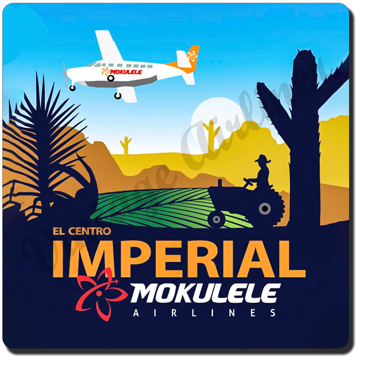 Mokulele Airlines' Imperial illustration square coaster – Mokulele Store