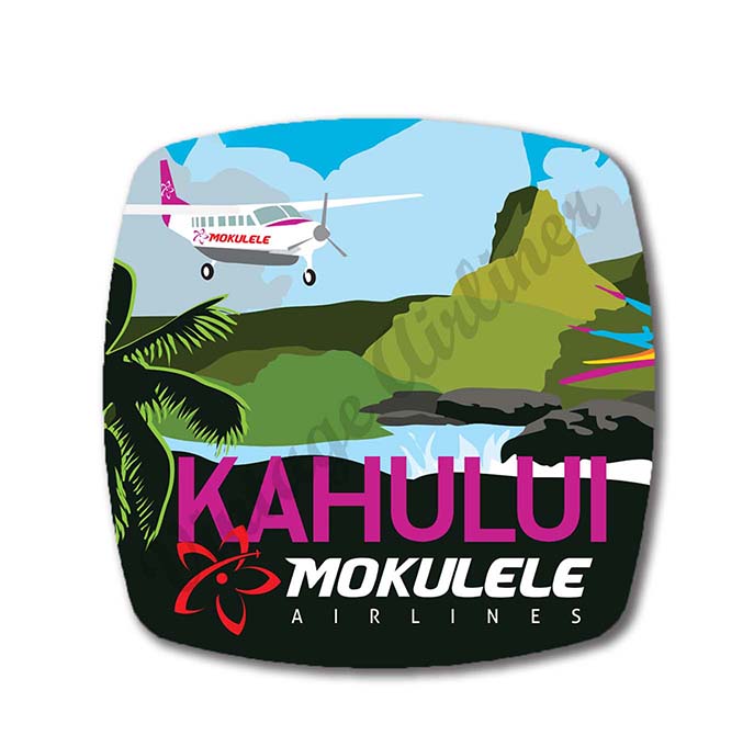 Mokulele Airlines illustration of Kahului magnet – Mokulele Store