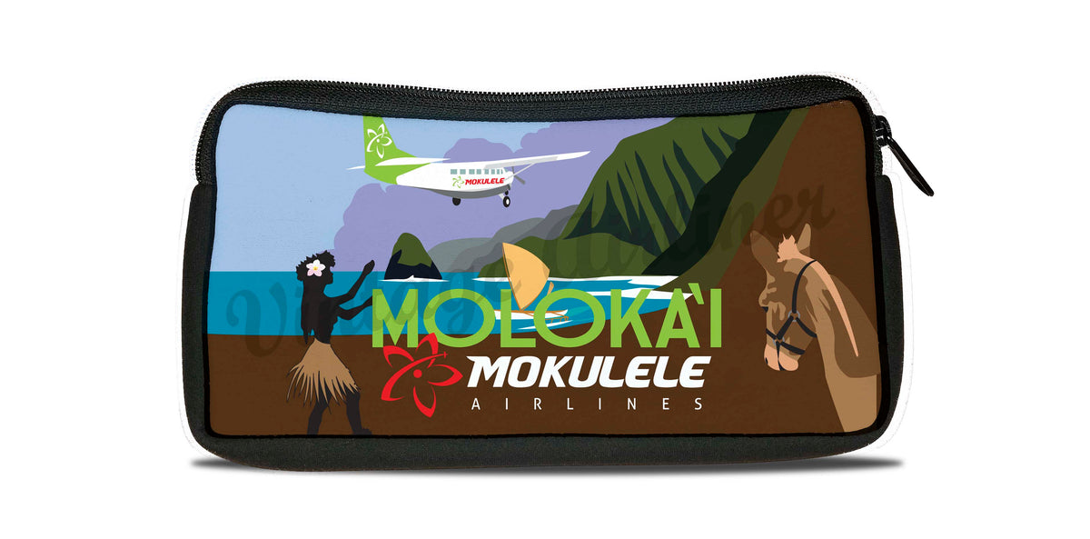 Mokulele Airlines illustration of Moloka'i travel pouch – Mokulele Store